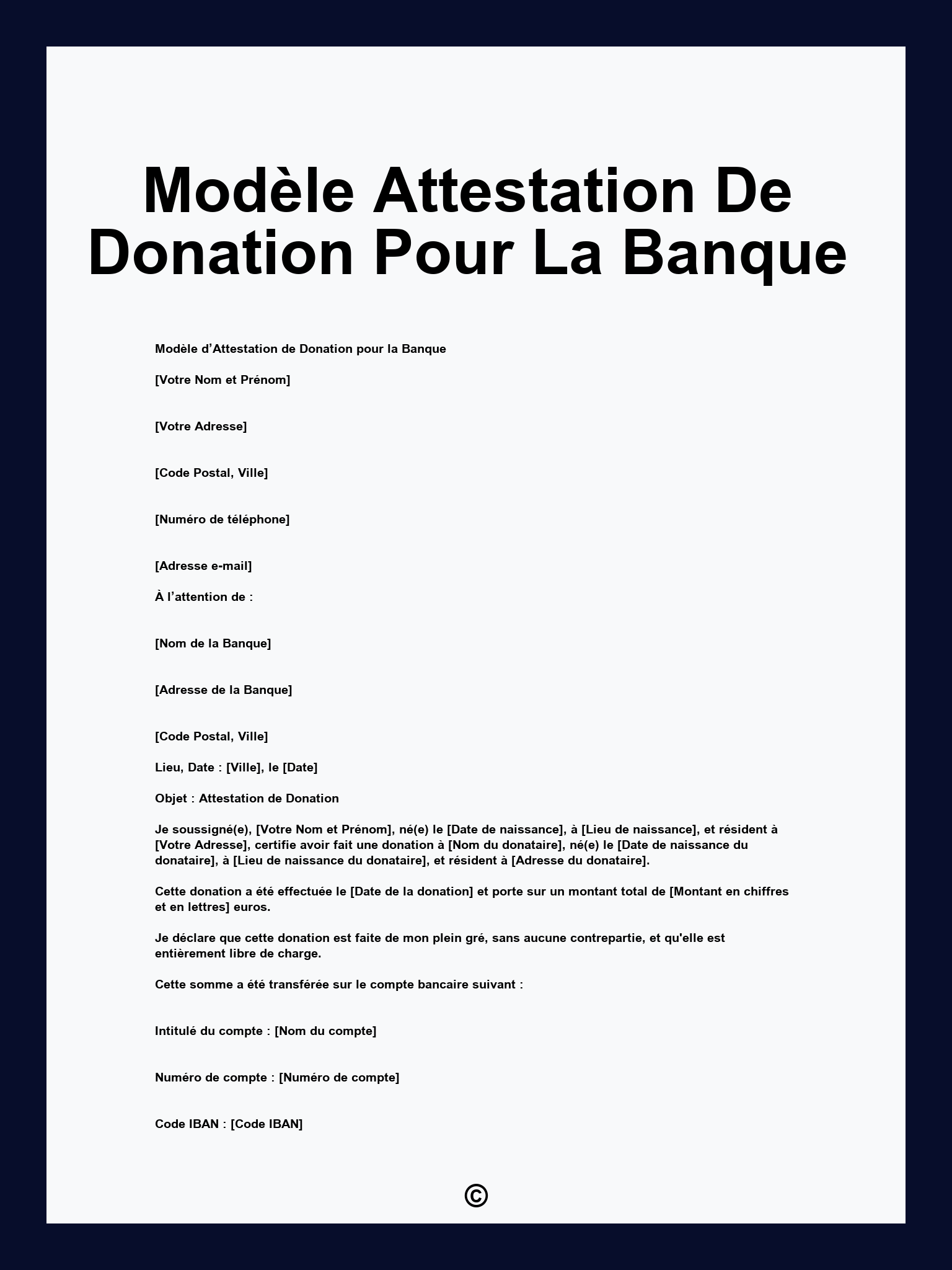 Modèle Attestation De Donation Pour La Banque